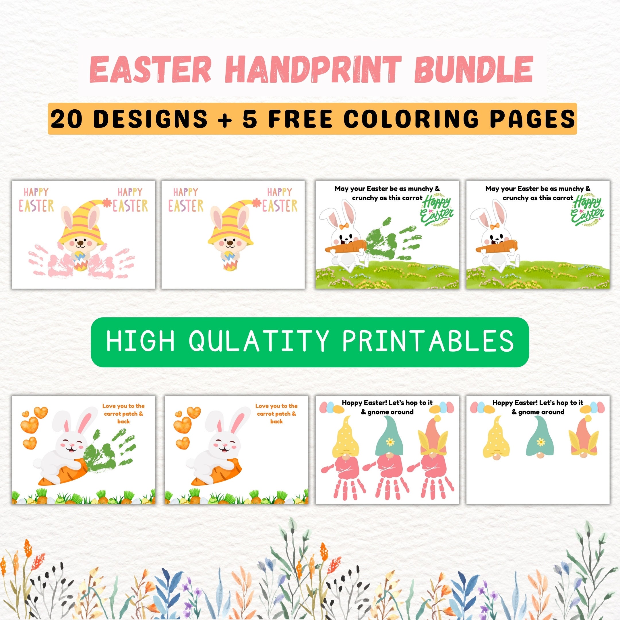 Easter Handprint Art Craft BUNDLE, Easter Keepsake Art, Happy Easter ...