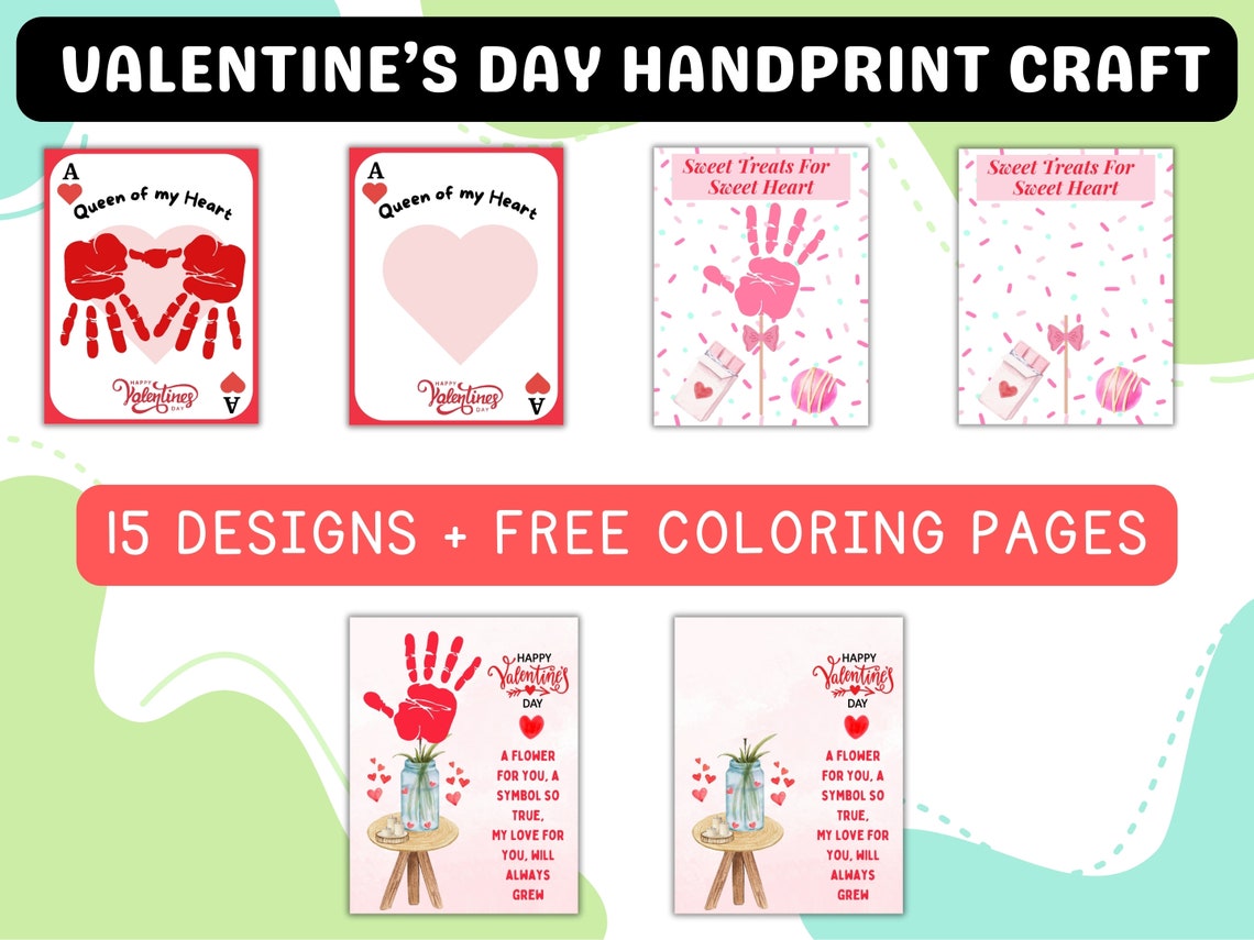 Printable Valentines Day Handprint Craft, Keepsake Art, Toddler ...