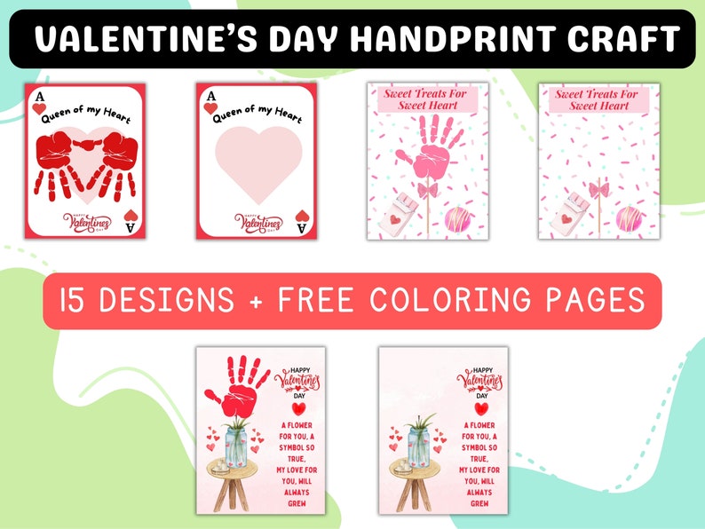 Printable Valentines Day Handprint Craft, Keepsake Art, Toddler ...