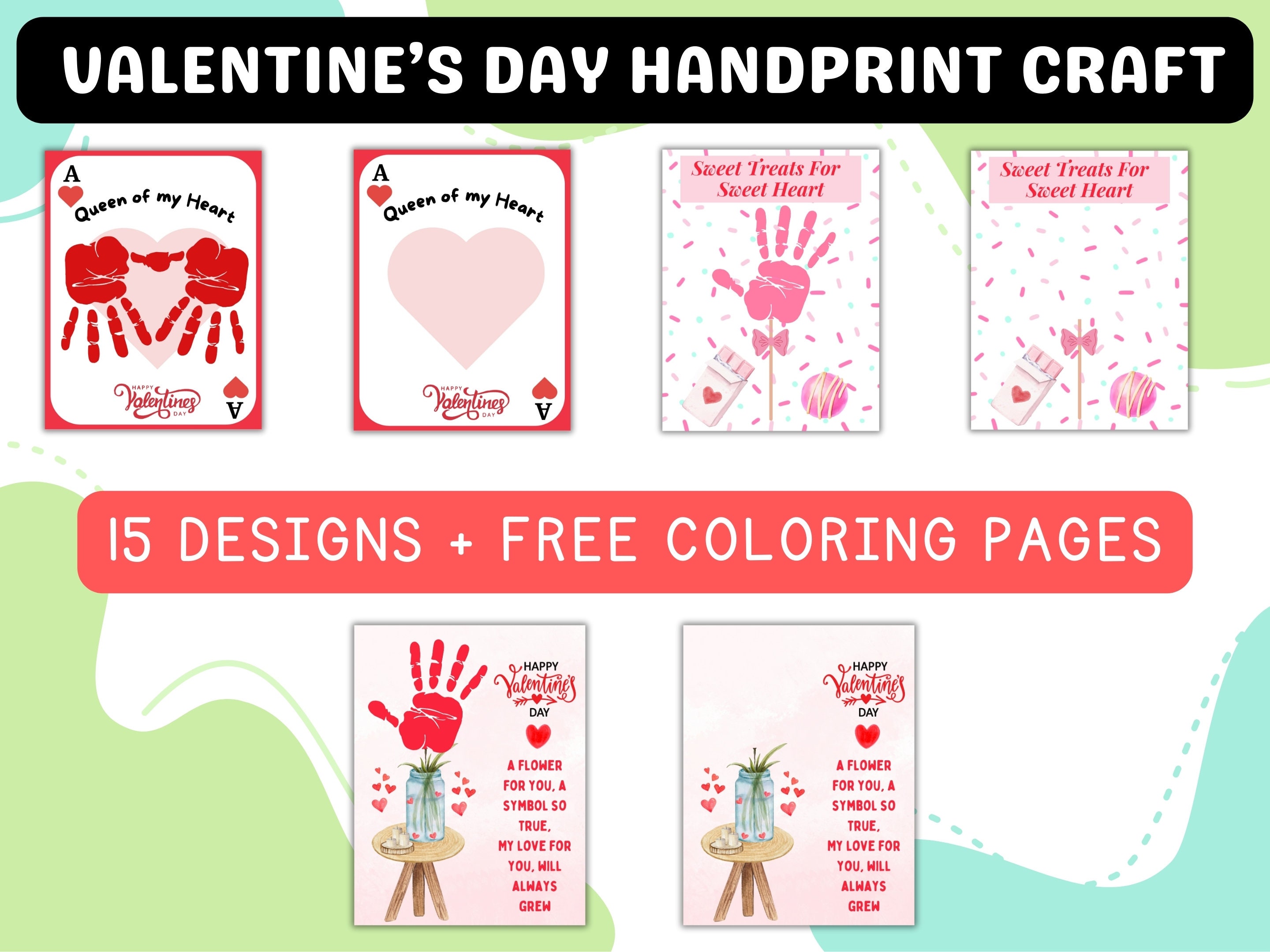 Printable Valentines Day Handprint Craft, Keepsake Art, Toddler ...