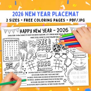 New Years Activity Placemat Printable New Years Eve Activity Sheet NYE ...