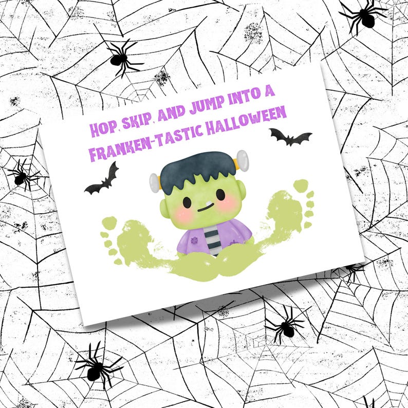 Halloween Footprint Craft, Handprint Craft for Kids, Halloween Activity ...