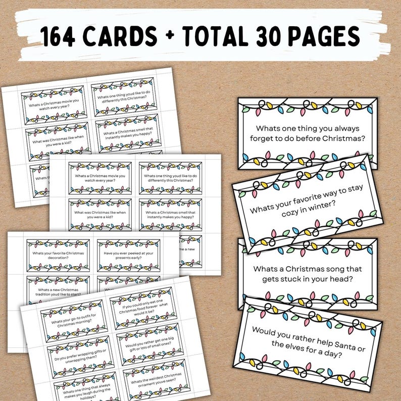 Christmas Conversation Starter Cards, Seniors, Family Game (digital ...