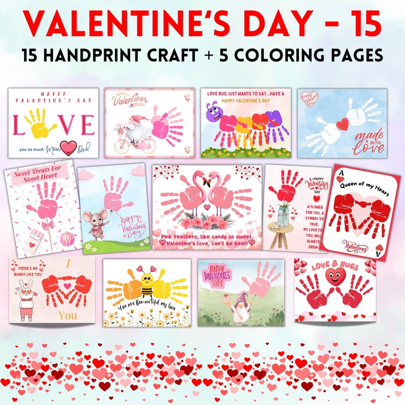 Printable Valentines Day Handprint Craft, Keepsake Art, Toddler ...