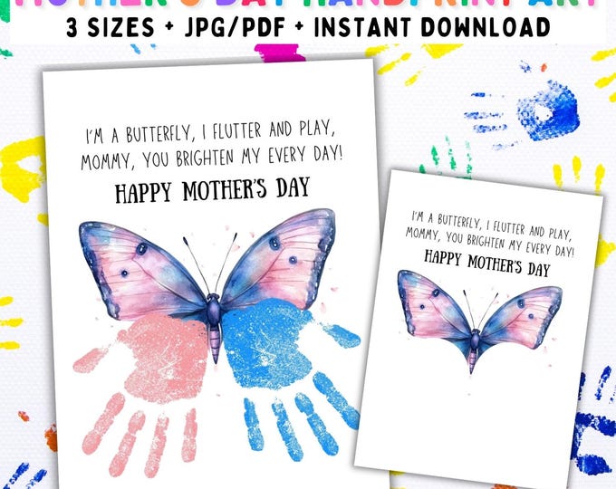 PRINTABLE Mother's Day Handprint Art Craft for Kids, Toddler, Preschool ...