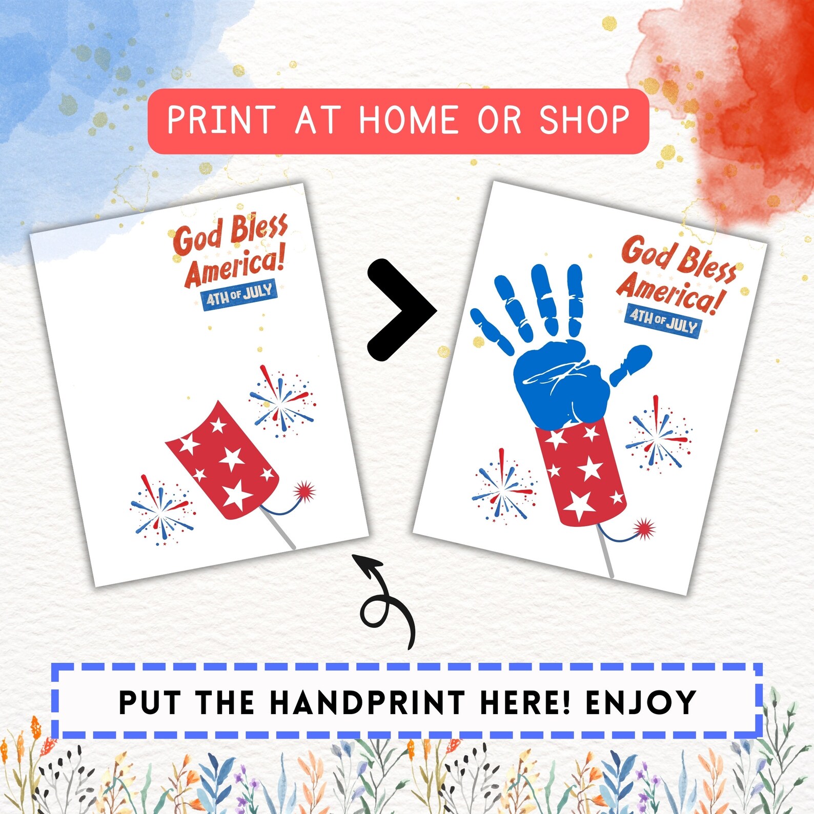 4th of July Handprint Art, 4th of July Activity, Handprint Art ...