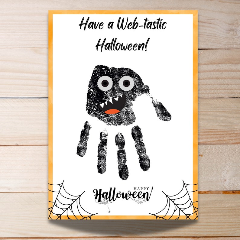Halloween Spider Handprint Art Printable, Art, Handprint Craft for ...