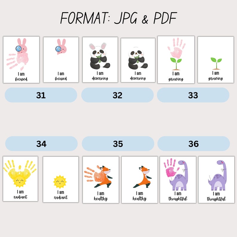 40 Affirmation and Inspirational Handprint Craft Bundle, Handprint Art ...