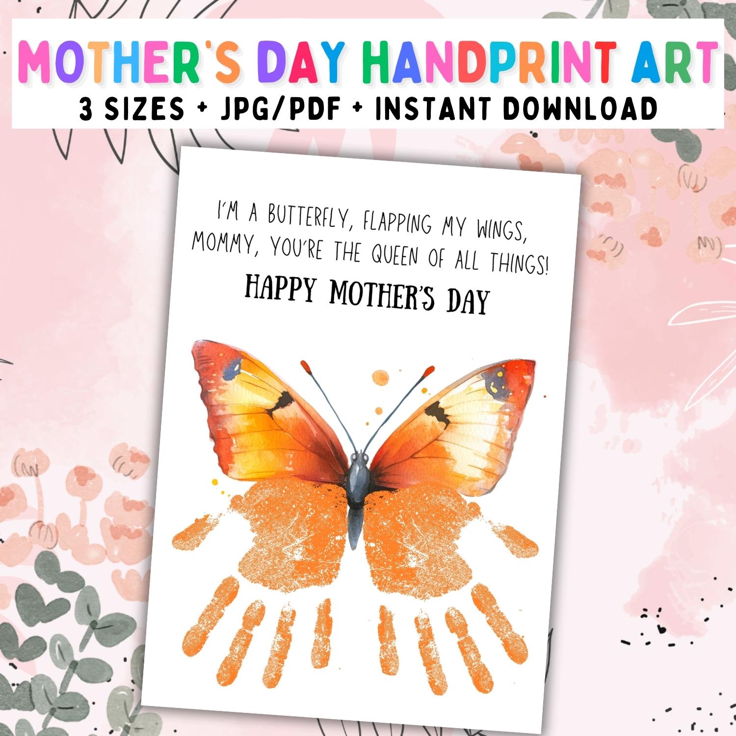 Mothers Day Poem Handprint Craft, Fluttering by to Wish You a Happy ...