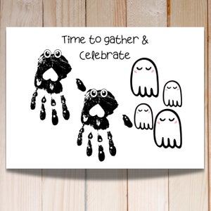 Kids Halloween Handprint Activity, Handprint Art Craft, Halloween Ghost ...