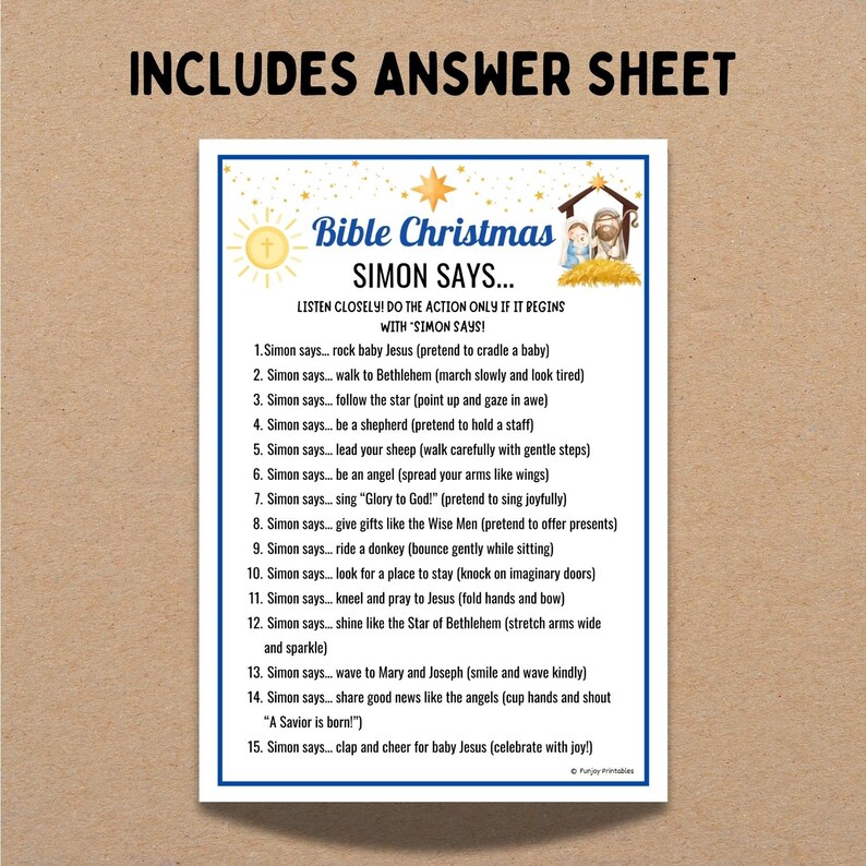 Nativity Simon Says Game | Christmas Bible Activity (digital Download ...