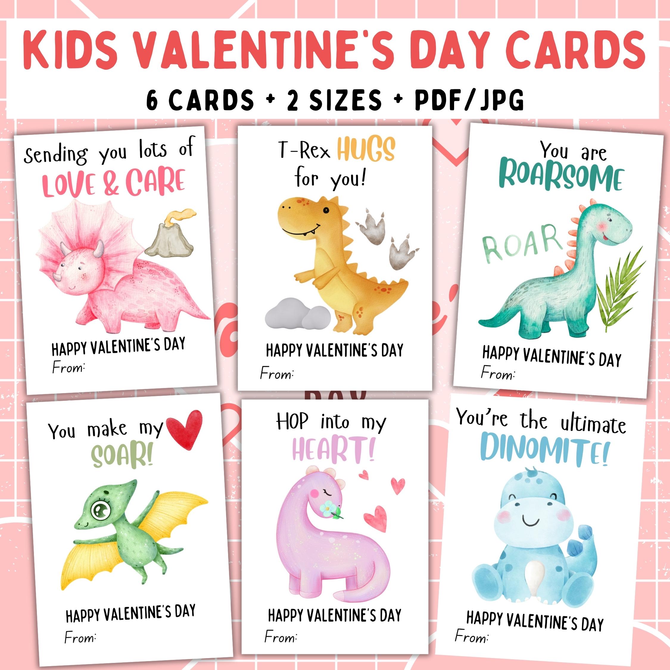 EDITABLE PRINTABLE Dinosaur Valentine Cards, Classroom Valentines Day ...