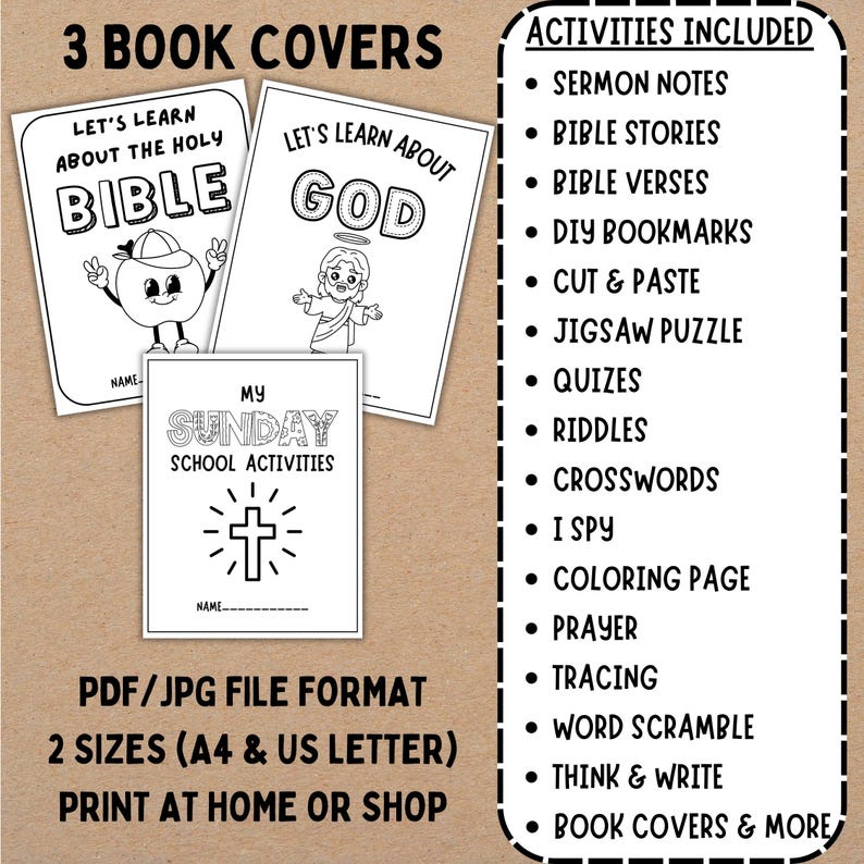 PRINTABLE Sunday School Activity BUNDLE, Sunday School Craft, Church ...