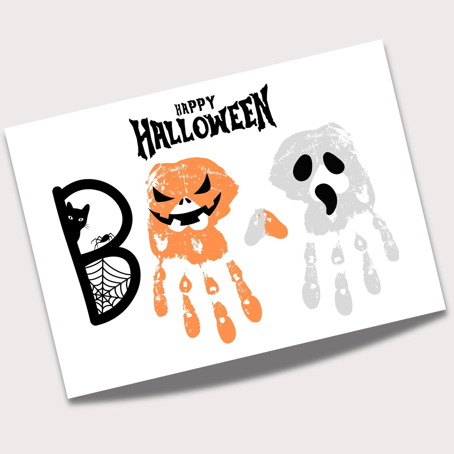 PRINTABLE Halloween Handprint Art, Boo Handprint Fall Art Craft ...
