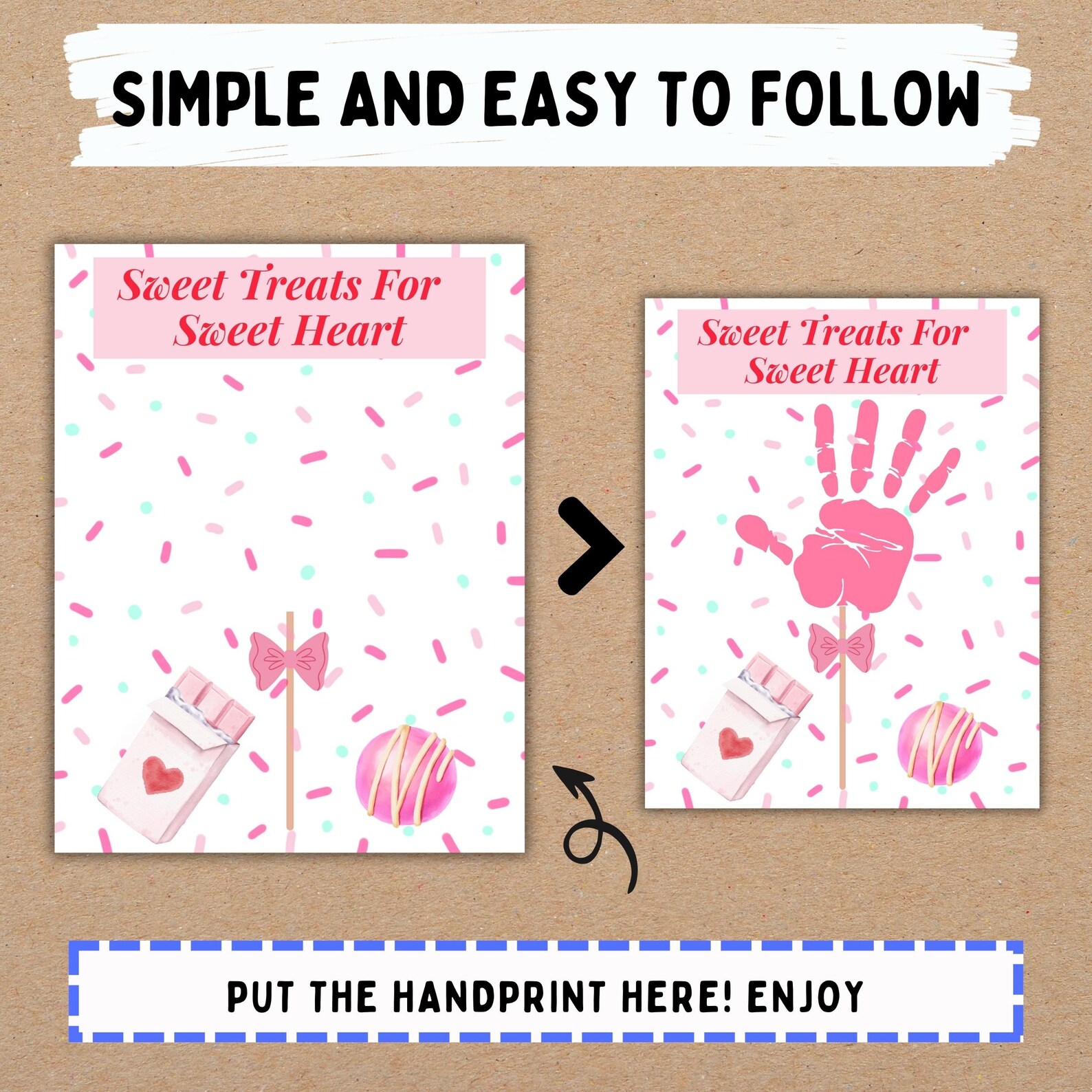Printable Valentines Day Handprint Craft, Keepsake Art, Toddler ...
