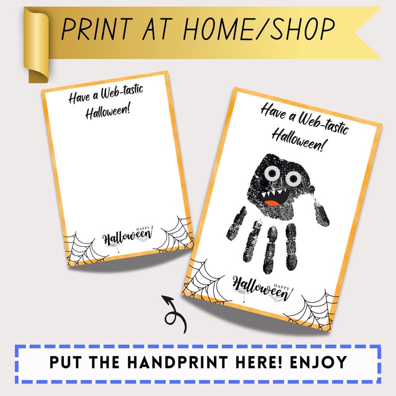 Halloween Spider Handprint Art Printable, Art, Handprint Craft for ...