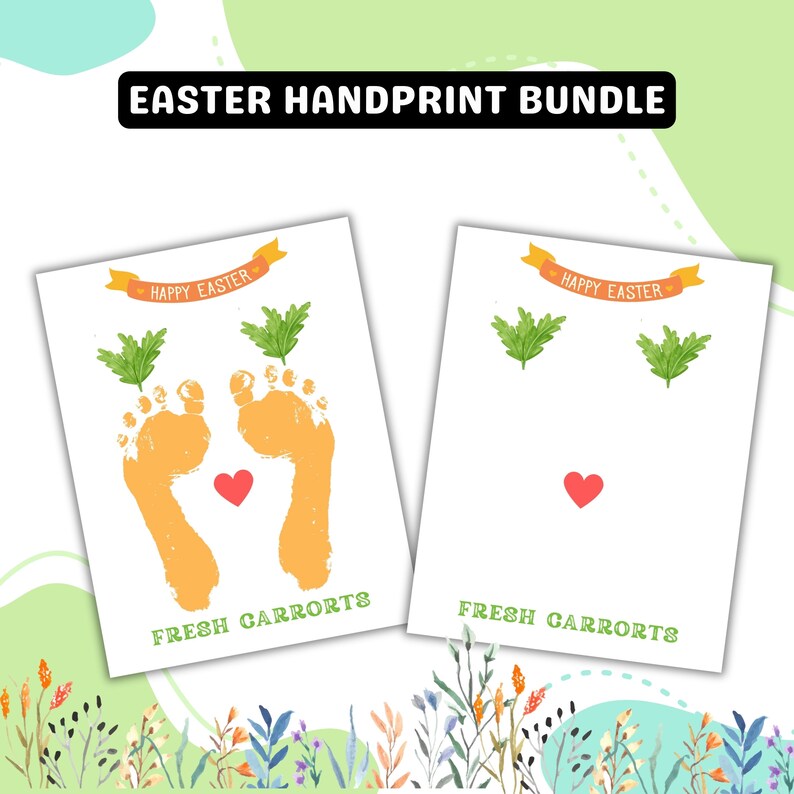 Happy Easter Handprint Footprint Art Craft Bundle, Easter Craft for ...