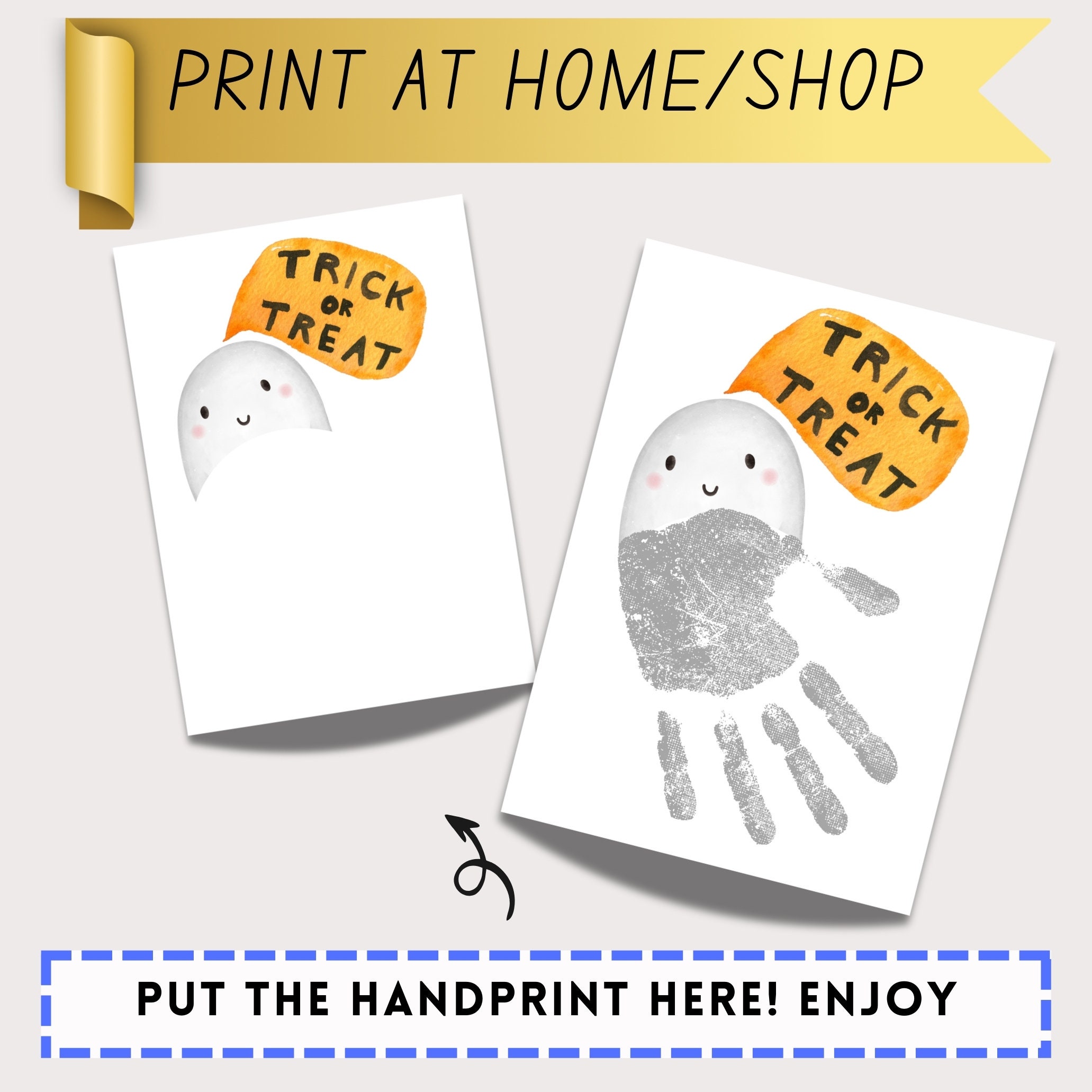 Halloween Handprint for Kids, Friendly Ghost Handprint Craft, Cute ...