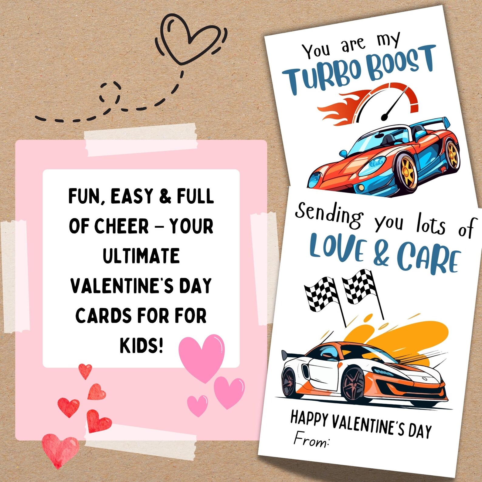 EDITABLE Cars Valentine Cards, Classroom Valentines Day Cards Boys ...