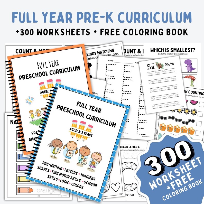 Prek Worksheets for Ages 3-4 | Full Year Preschool Curriculum ...
