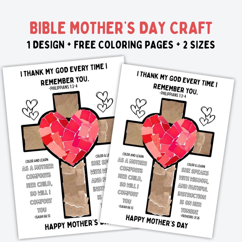 Mother's Day Bible Craft PRINTABLE, Kids' Activity, Church, Sunday ...