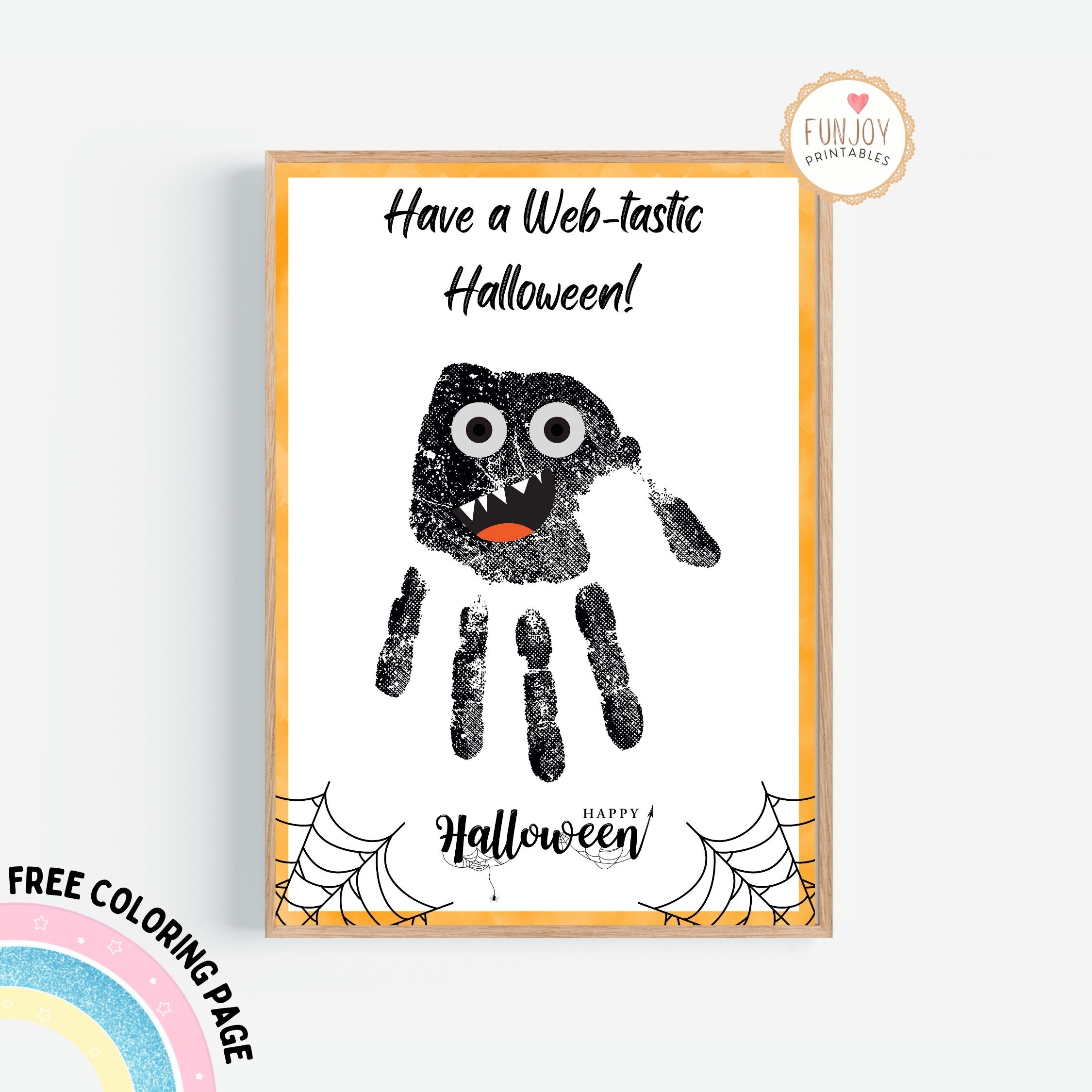 Halloween Spider Handprint Art Printable, Art, Handprint Craft for ...