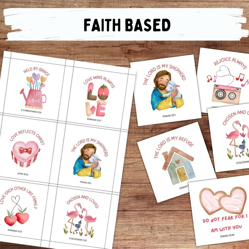 Christian Valentines Cards for Kids, Bible Verses Cards (set of 80 ...