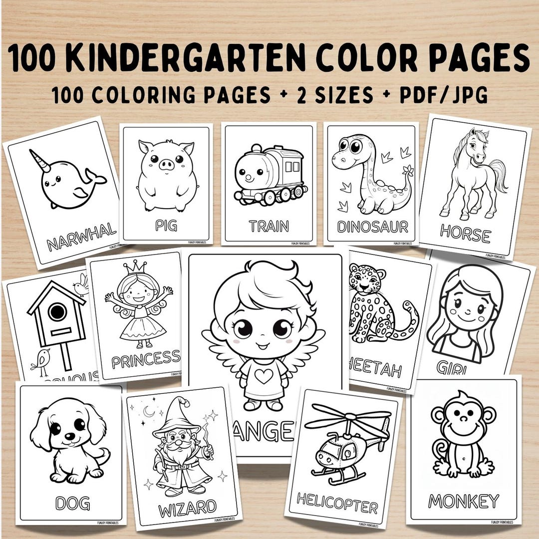 100 Kids Coloring Pages, Toddler Preschool Printables (PDF/JPG) - Etsy