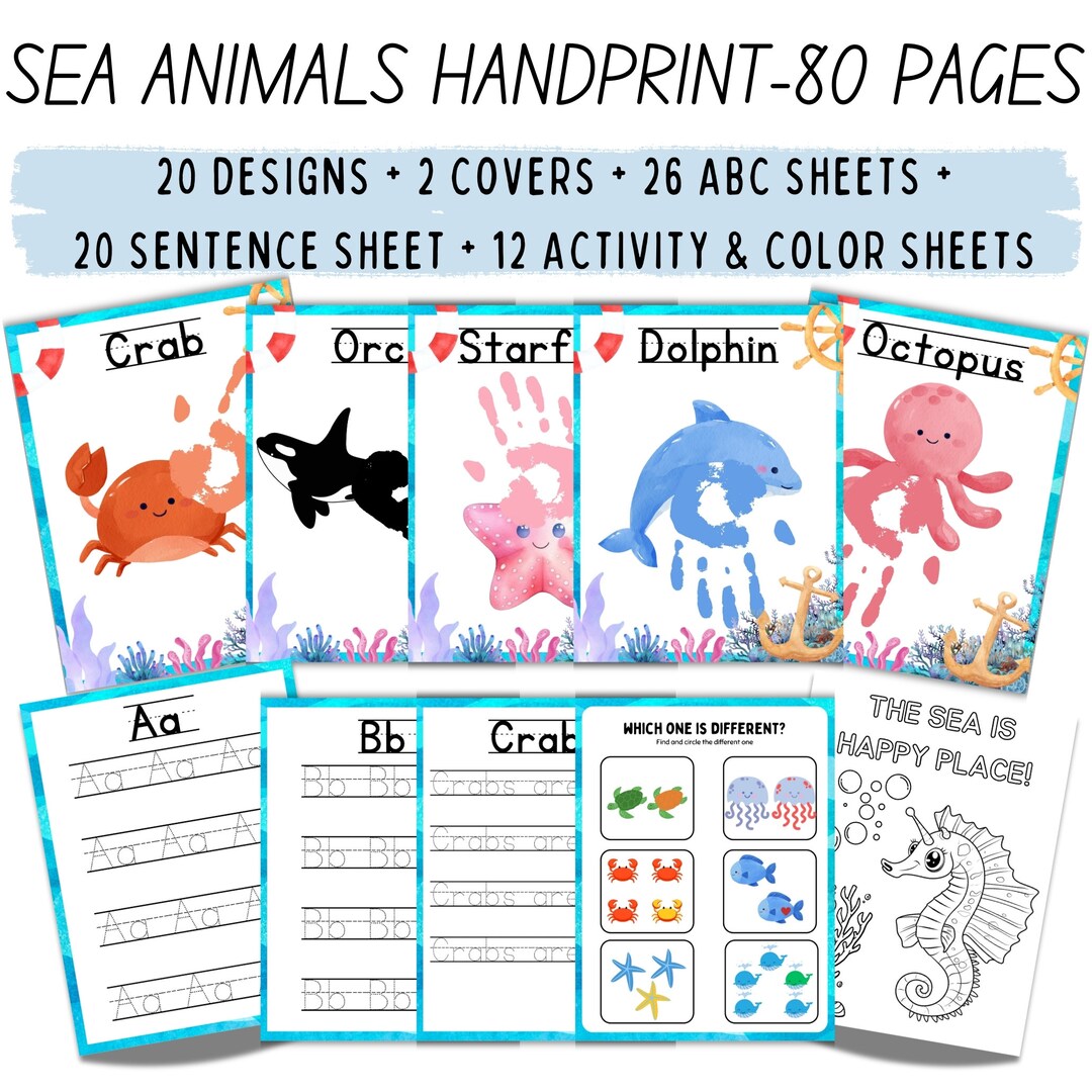 Sea Animals Handprint Craft, Undersea Handprint, Classroom Nursery ...
