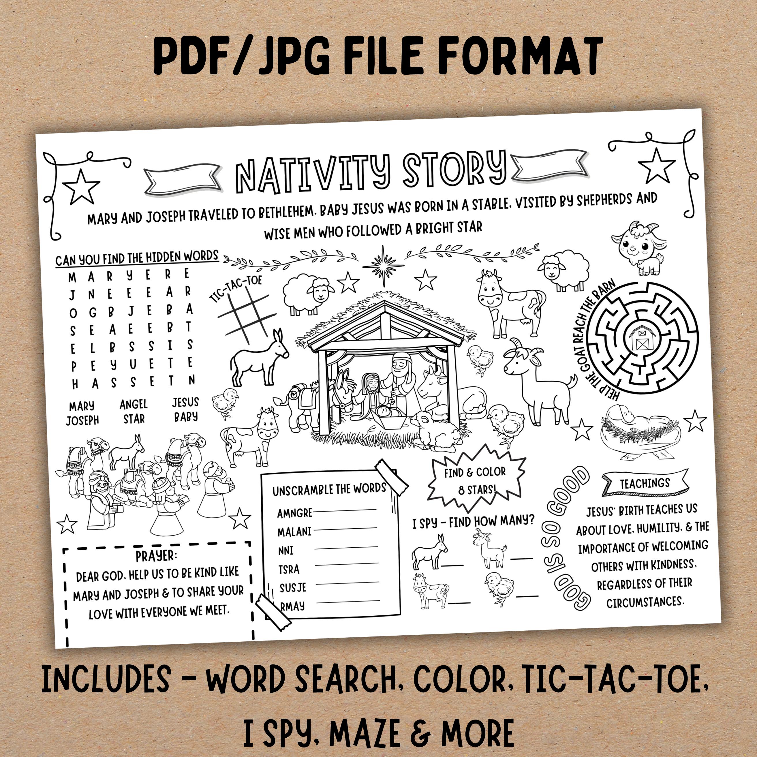 Christmas Activity Placemat for Kids, Merry Christmas PRINTABLE ...