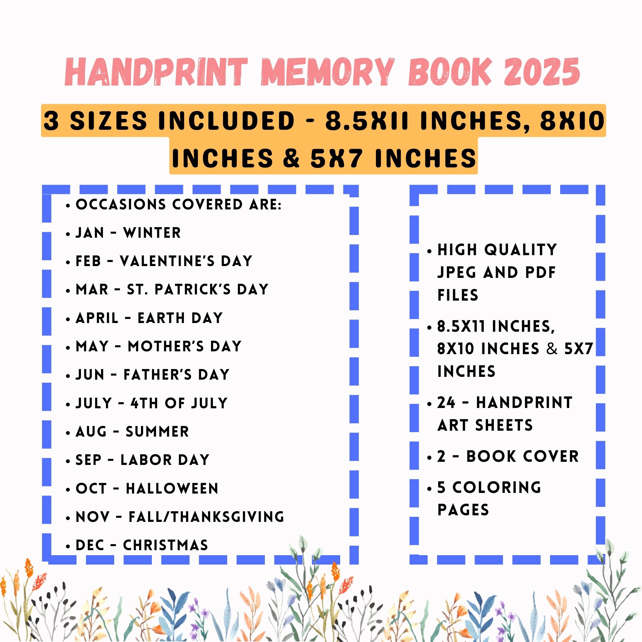 2025 Handprint Memory Book, Kids Handprint Footprint Craft, Memory Book ...