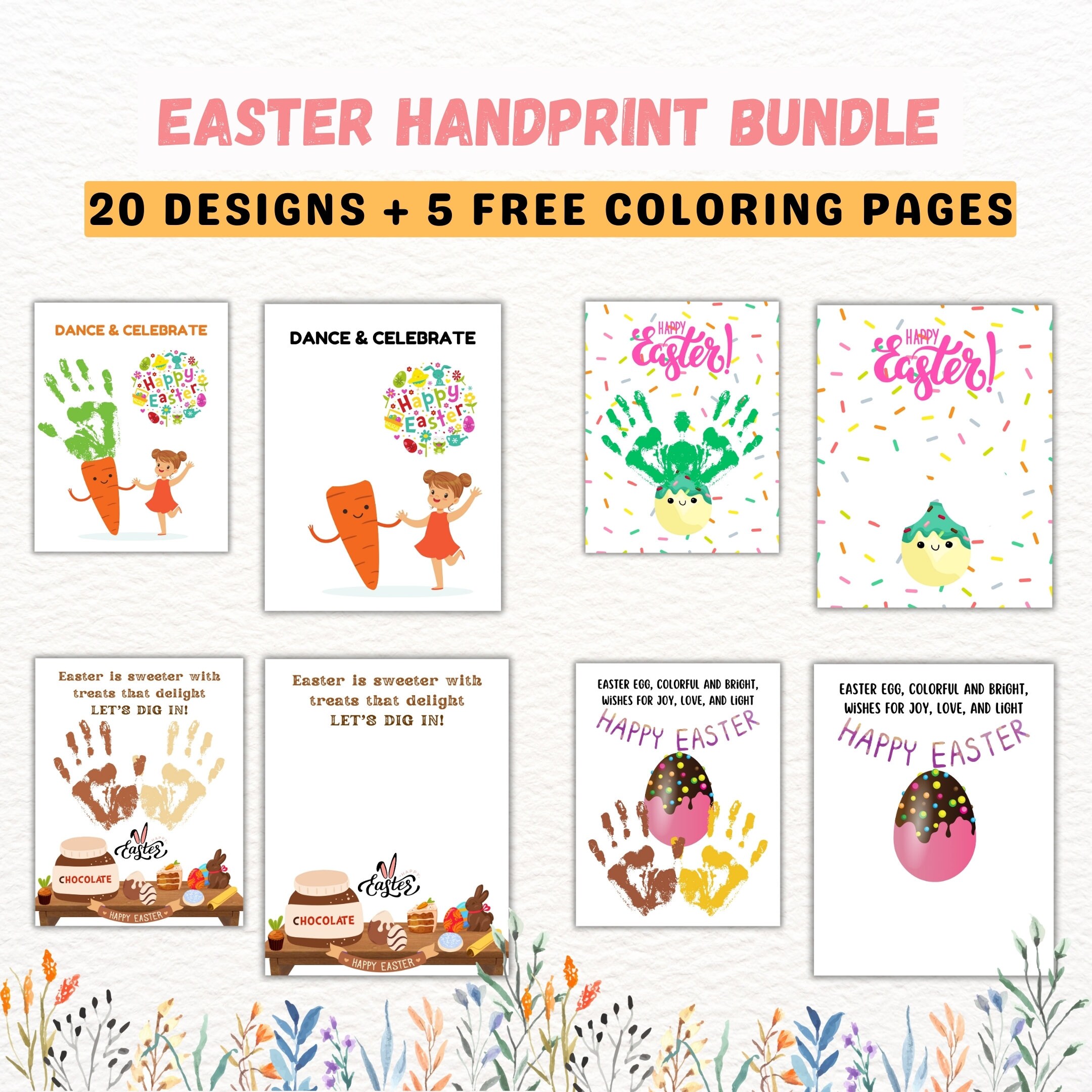 Easter Handprint Art Craft BUNDLE, Easter Keepsake Art, Happy Easter ...