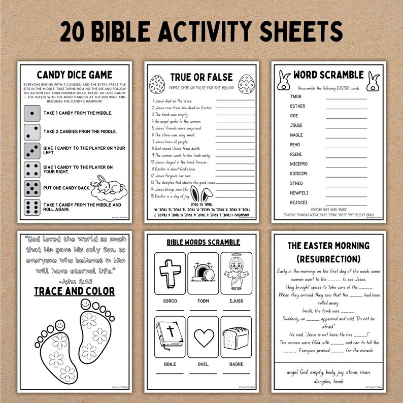 Easter Bible Activity BUNDLE, Easter Games, Activity, Coloring Pages ...