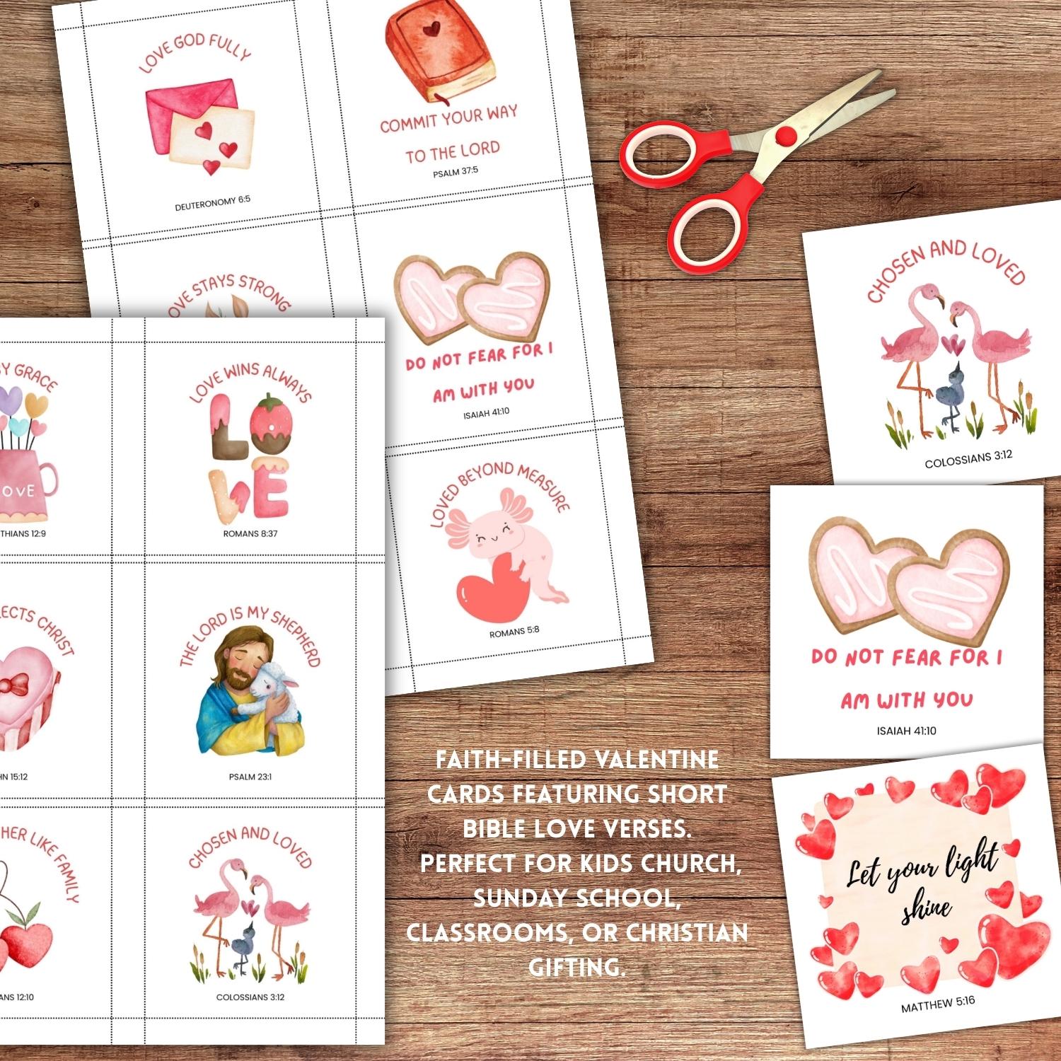 Christian Valentines Cards for Kids, Bible Verses Cards (set of 80 ...