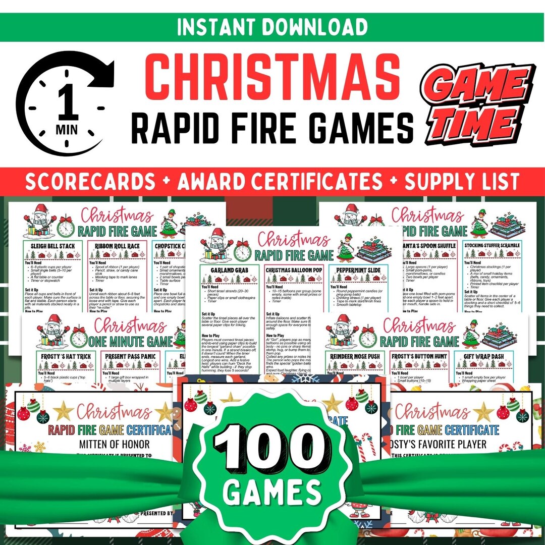 Christmas Rapid Fire Games BUNDLE, Holiday Christmas Party Games Teens ...