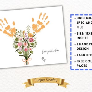 Flower Handprint Craft Art, Printable Handprint Template, Handprint ...