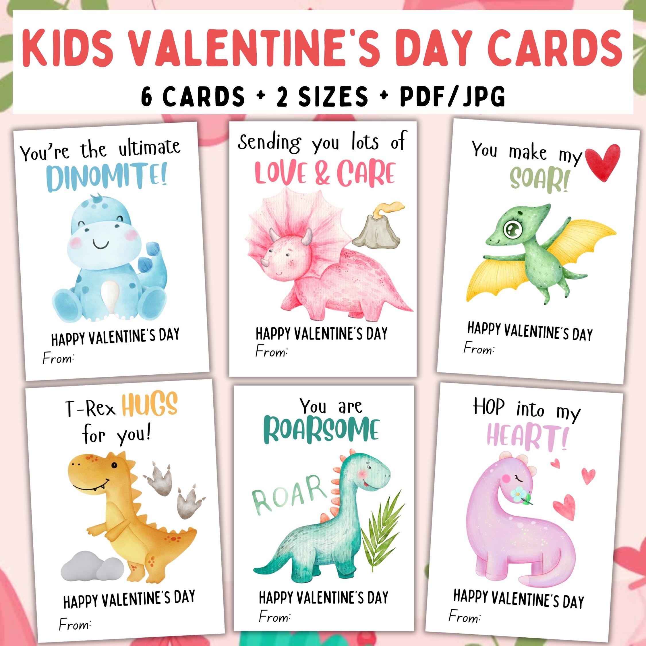 EDITABLE PRINTABLE Dinosaur Valentine Cards, Classroom Valentines Day ...