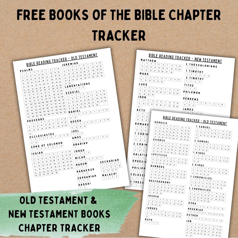 Bible Reading Tracker With Books of the Bible, Bible Study, Old ...