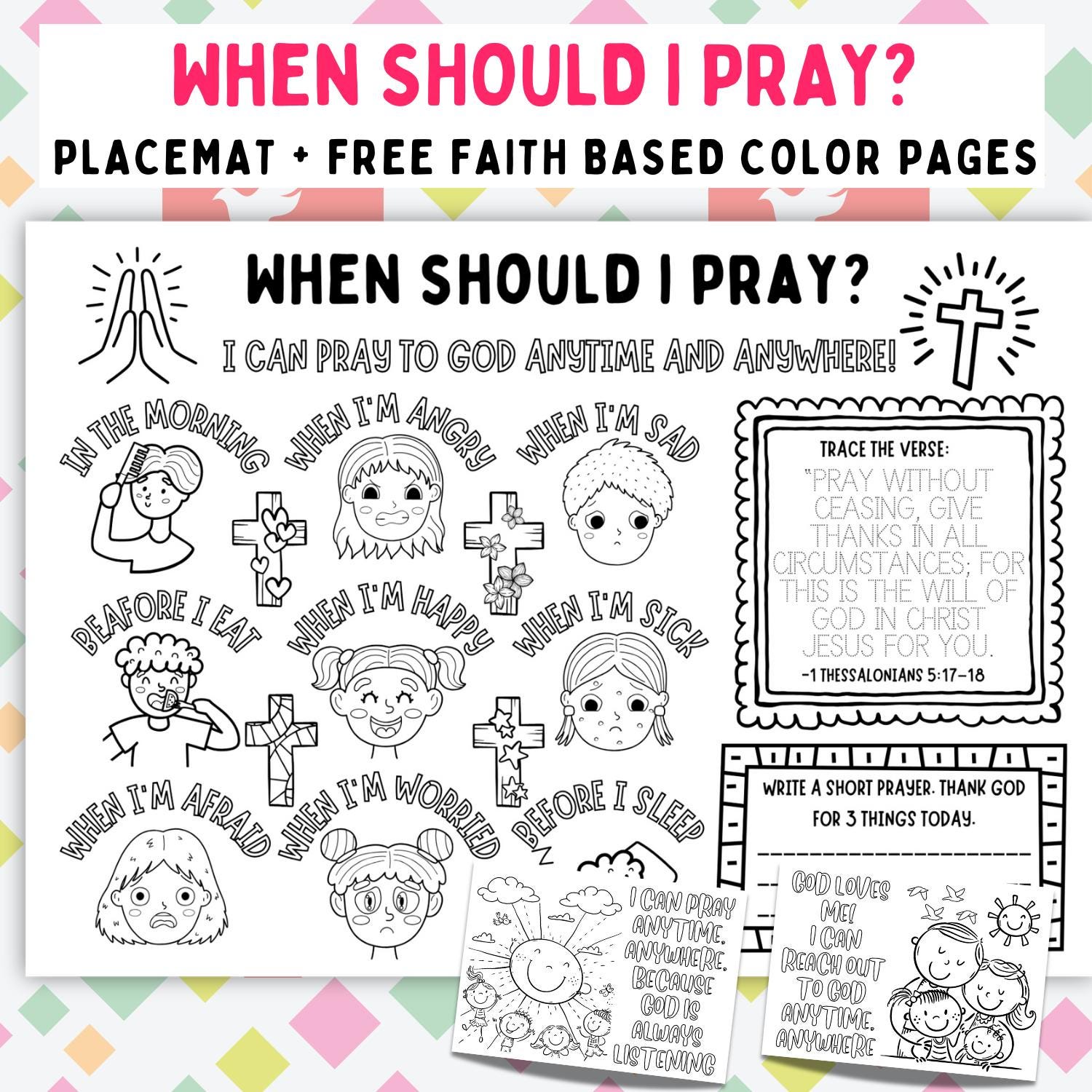 Prayer Bible Lesson Activity Sheet for Kids, When Should I Pray, Sunday ...
