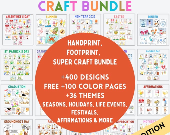 400 Handprint and Footprint Craft Templates, Mega Handprints Bundle ...
