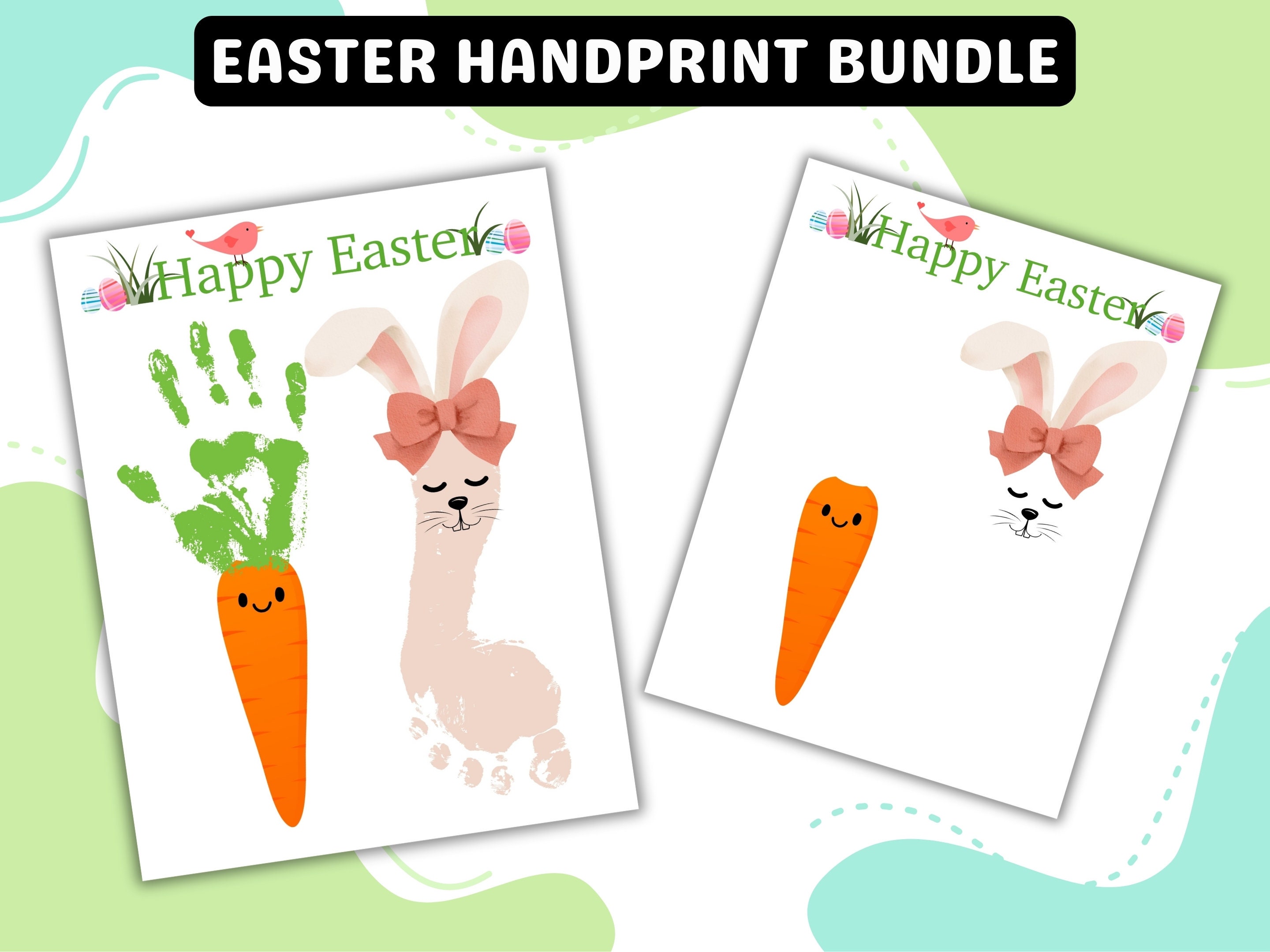 Happy Easter Handprint Footprint Art Craft Bundle, Easter Craft for ...