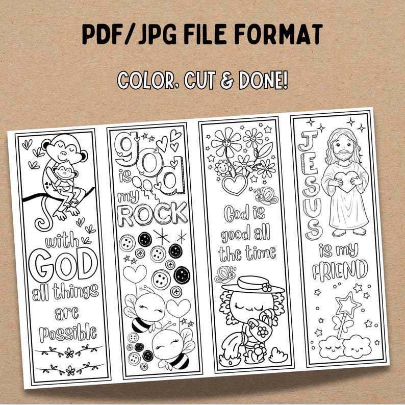 Bible Based Coloring Bookmarks Kids, DIY Bible Verse Activity ...