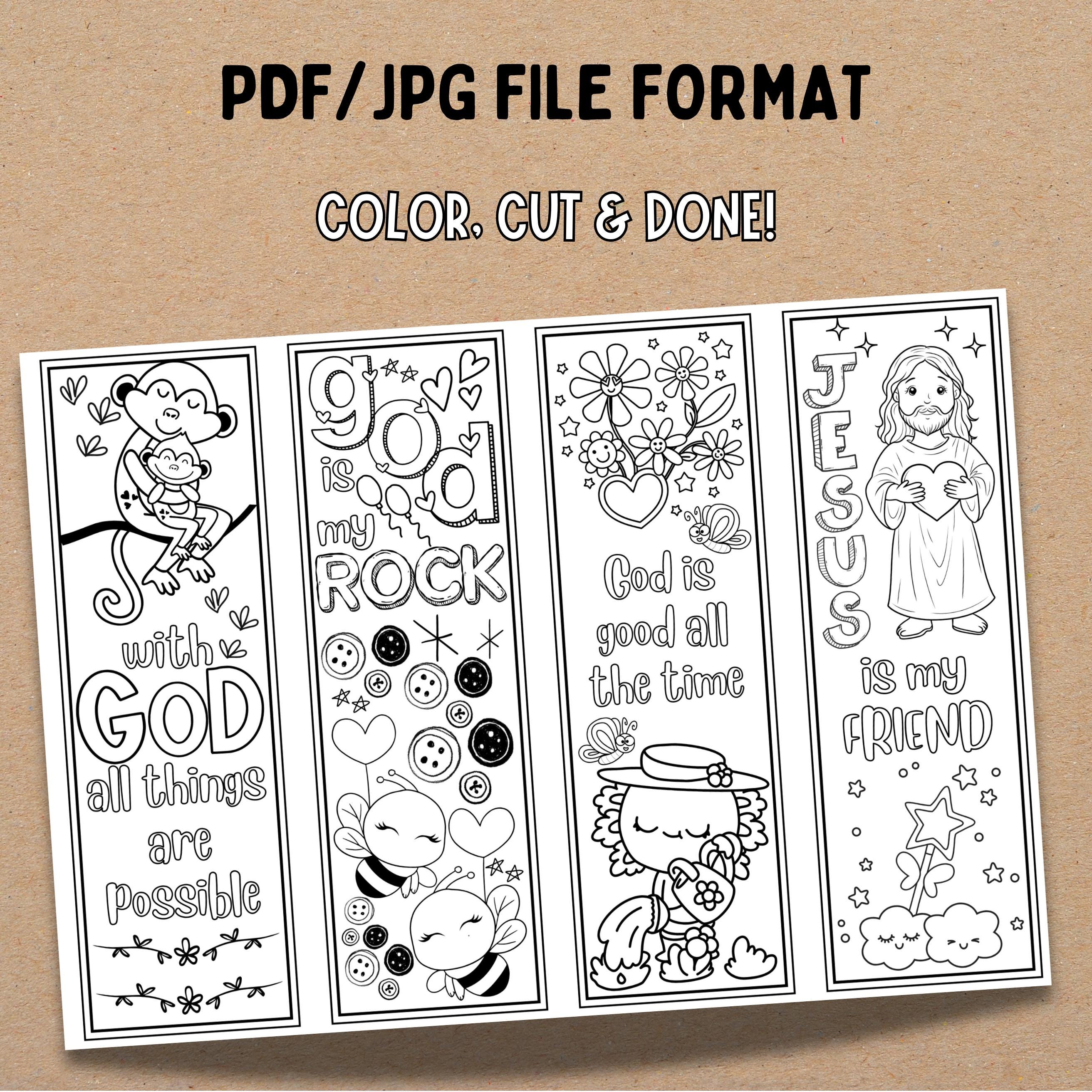 Bible Based Coloring Bookmarks Kids, DIY Bible Verse Activity ...