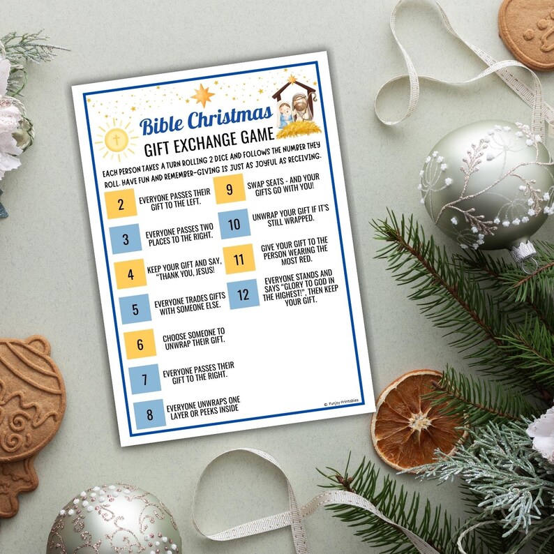 Gift Exchange Game, Bible Themed Holiday Printable, Christian Faith ...