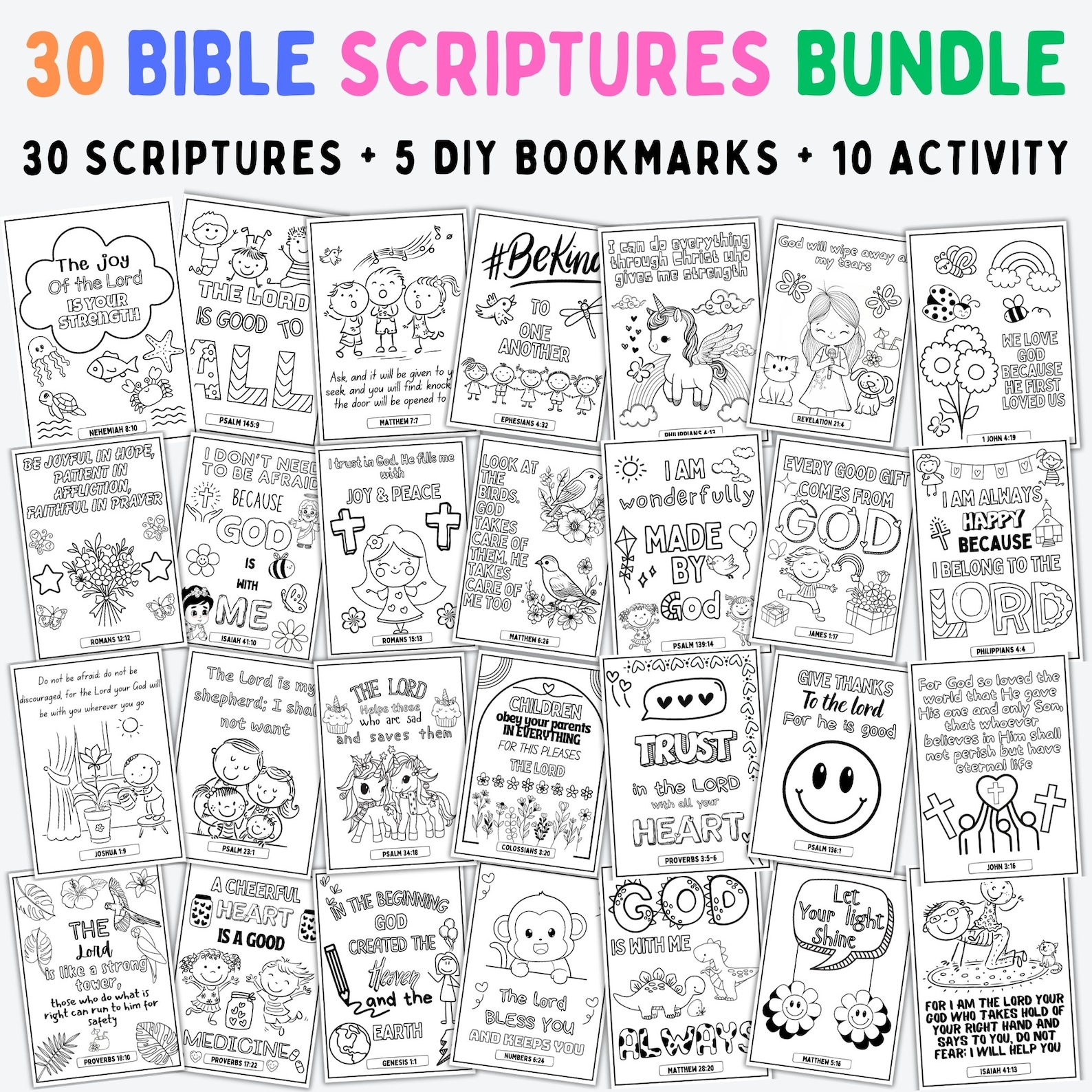 PRINTABLE Christian Bible Verse Homeschool Printable Coloring Page Kid ...