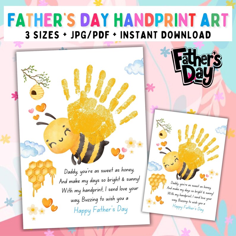 Fathers Day Handprint Art Craft, Dad Handprint Fingerprint Craft ...