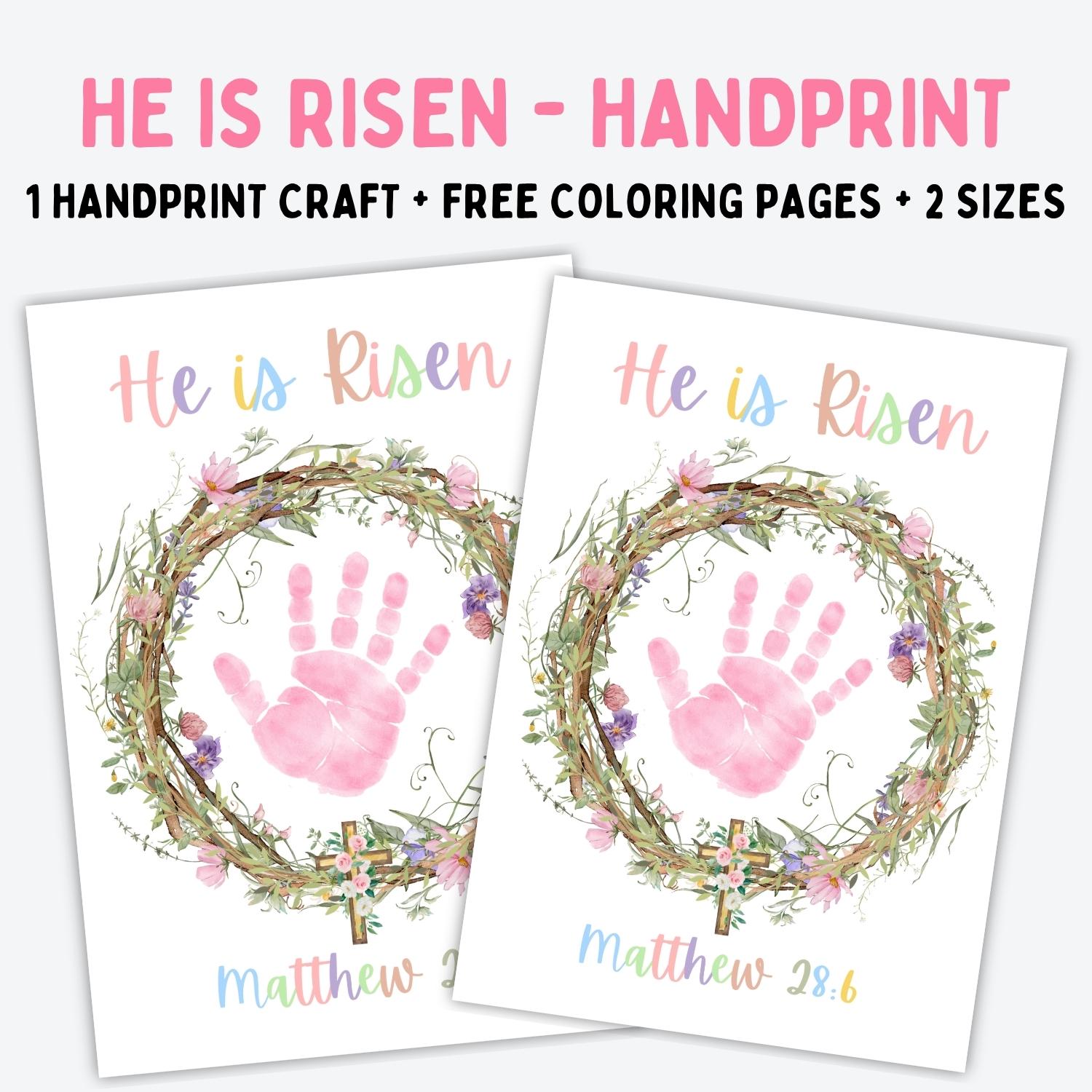 He is Risen Handprint Craft Printable, Christian Easter Keepsake for ...