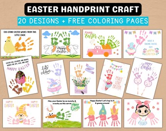 Happy Easter Handprint Footprint Art Craft Bundle, Easter Craft for ...