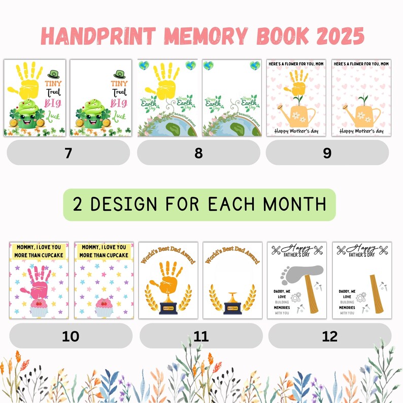 2025 Handprint Memory Book, Kids Handprint Footprint Craft, Memory Book ...