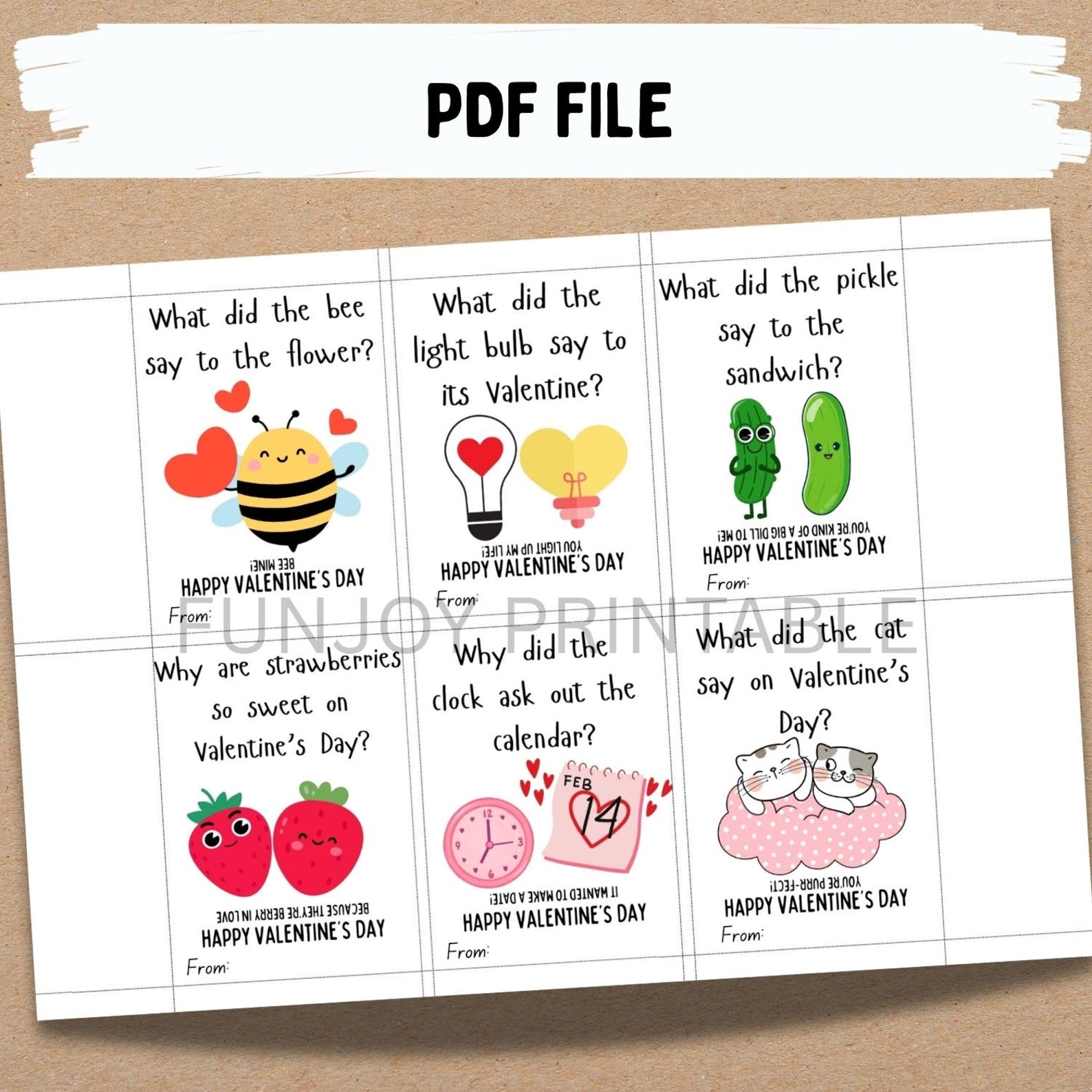 EDITABLE Cute Jokes Valentine Cards, Classroom Valentines Day Cards ...